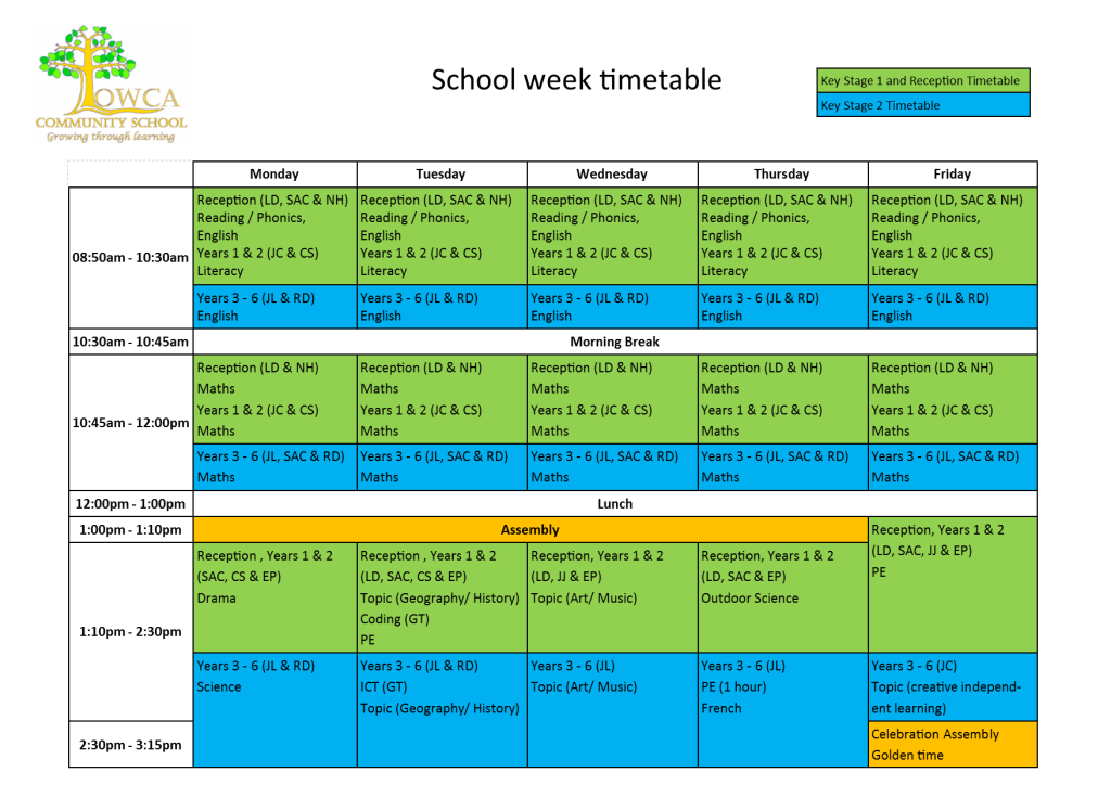 2015 16 school timetables 1 - Lowca Community School